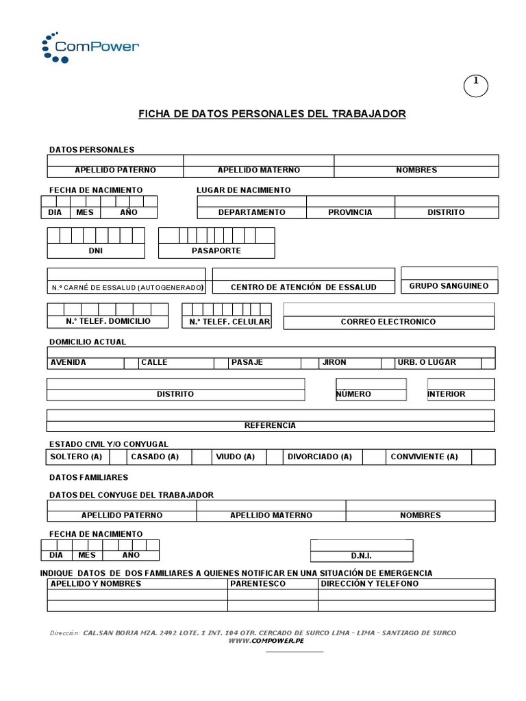 Datos personales trabajador | PDF