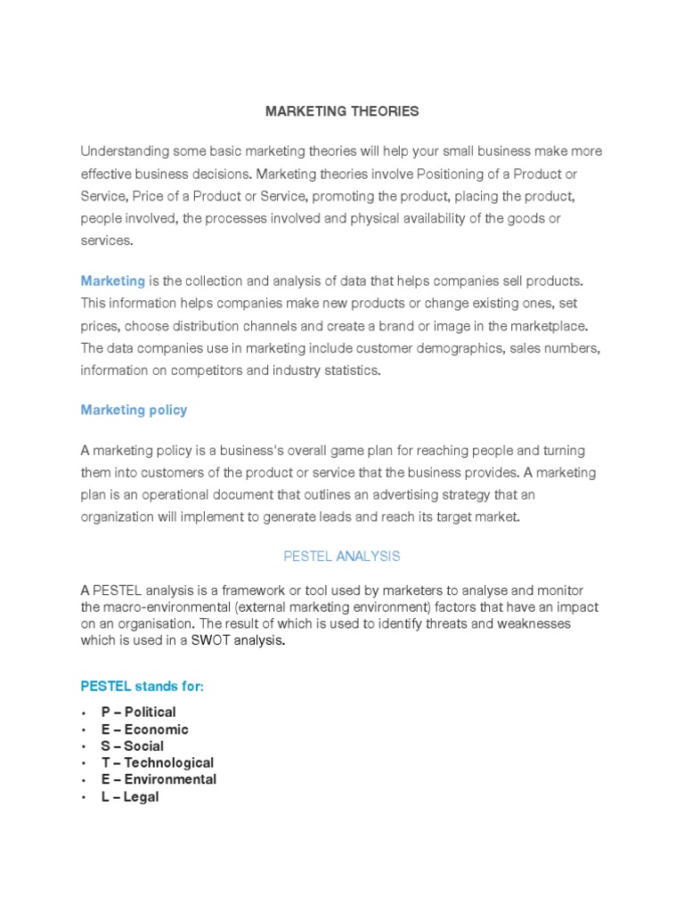 Marketing Theories | Download Free PDF | Marketing | Market (Economics)