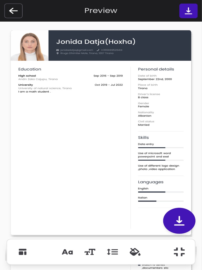 Resume Jonida Datja (Hoxha) Jobseeker | PDF