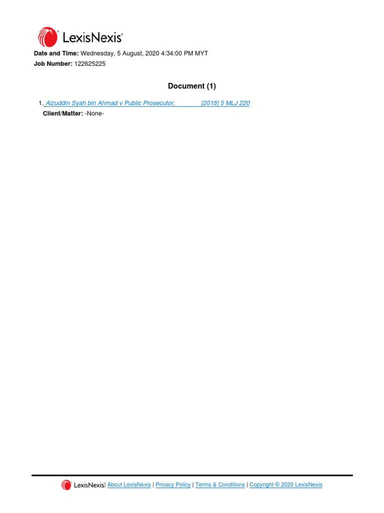 Aizuddin Syah Bin Ahmad V Public Prosecutor | PDF | Prosecutor ...
