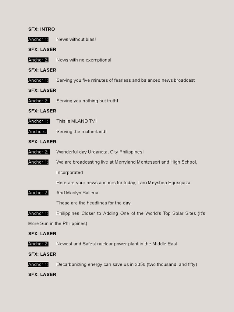 Radio Broadcasting Script ENGLISH | PDF | Nuclear Power | Nature