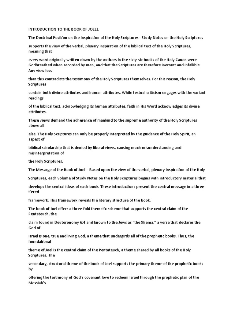 Understanding the Book of Joel | PDF | Bible | Biblical Inerrancy