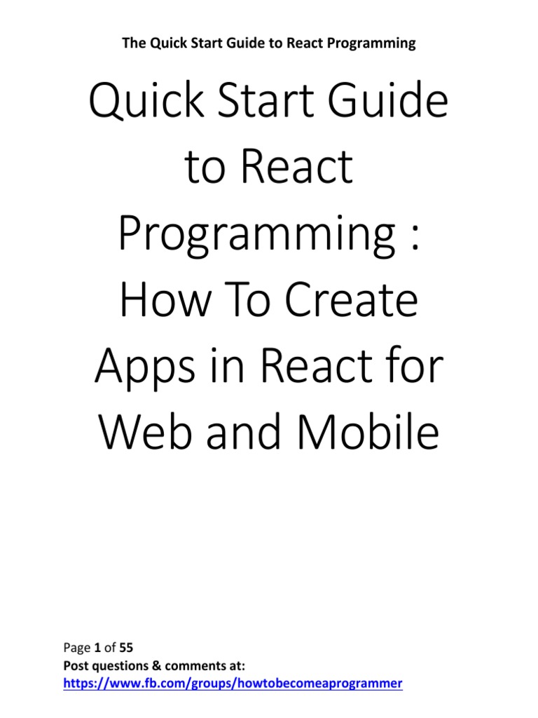 Reactjs Beginners Quick Start Guide v2 | PDF | Java Script | Computing Reactjs Beginners Quick Start Guide v2 | PDF | Java Script | Computing