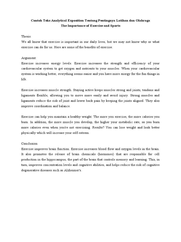 Analytical Exposition on Exercise Benefits | PDF