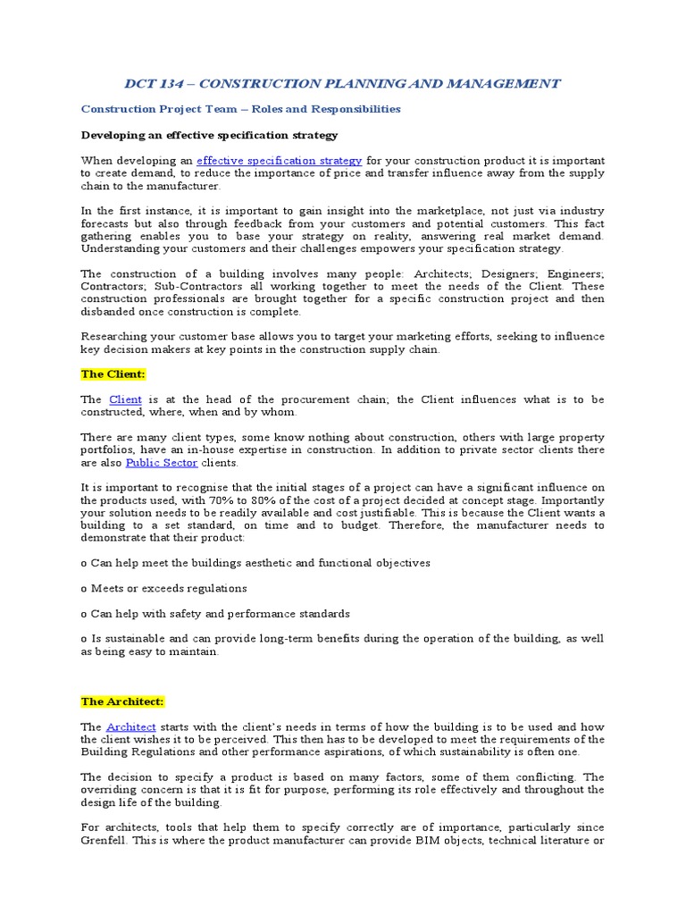 Construction Spec Strategy Guide | PDF | Architect | Interior Design