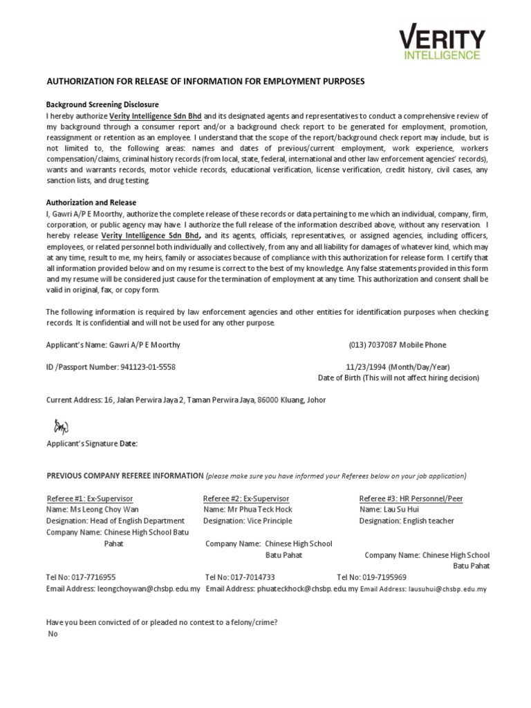 Verity Intelligence - Consent Letter (v3) | PDF