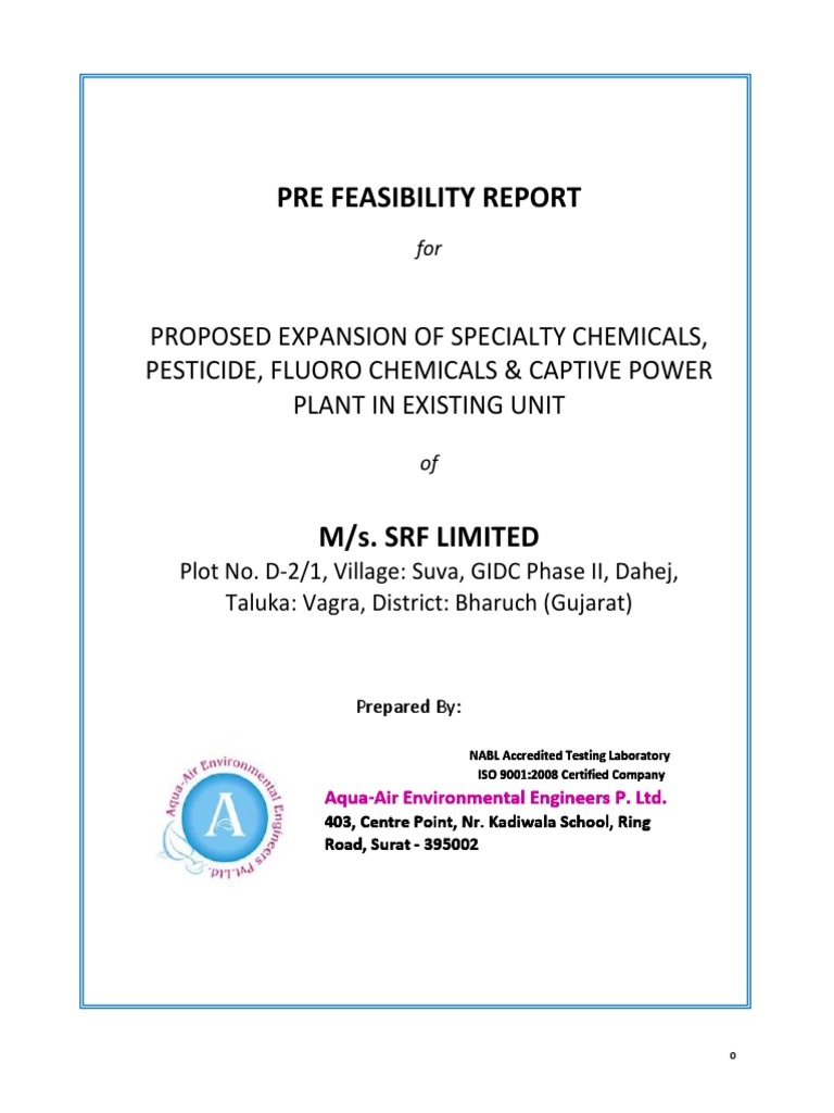SRF Pre-Feasibility Report Dahej | PDF | Sodium Hydroxide | Chlorine
