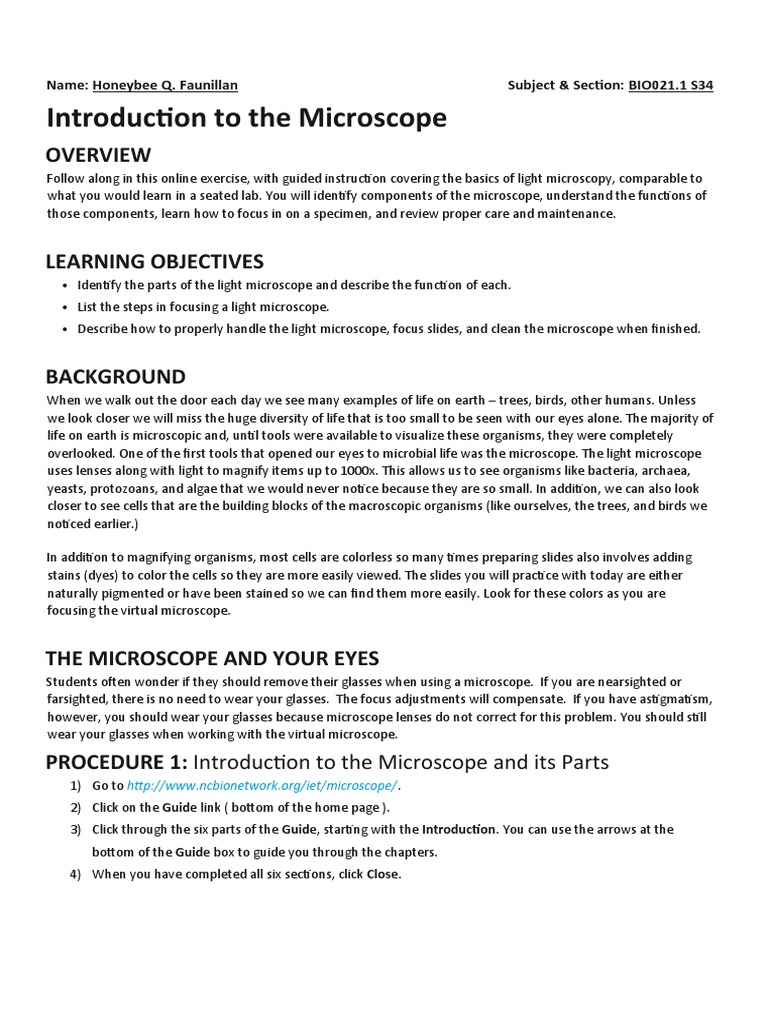 Introduction To Microscope PDF | PDF | Microscope | Laboratory Equipment