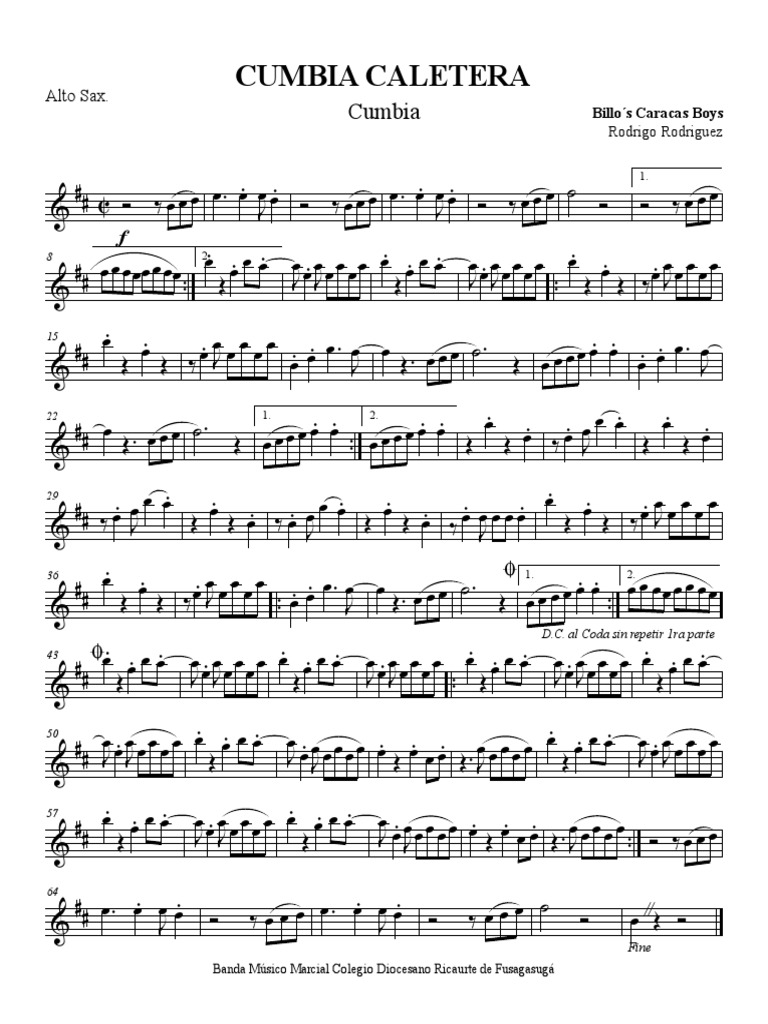 Cumbia Caletera - Alto Sax. | PDF