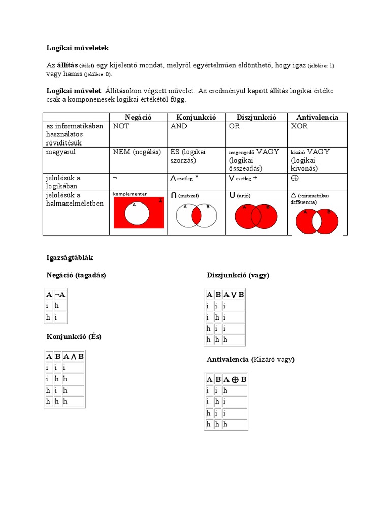 7 Logikai Muveletek | PDF