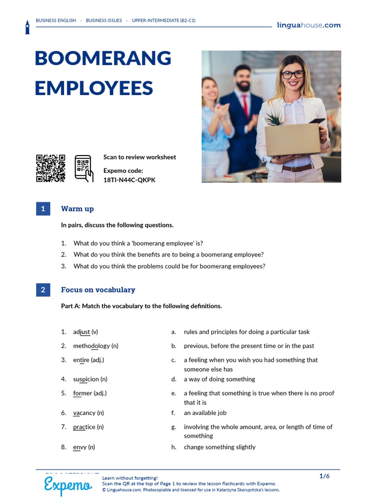 Boomerang Employees British English Teacher | PDF | Reading ...