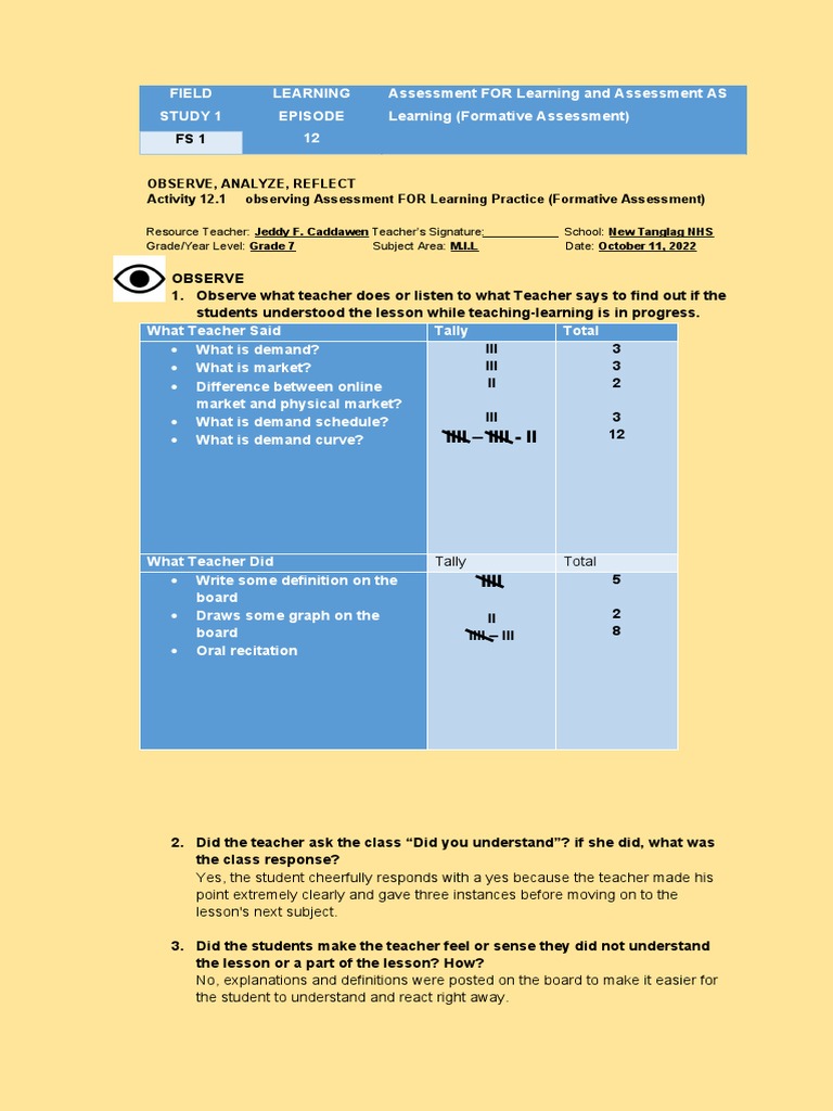 Fs1 Episode 12 | PDF | Educational Assessment | Teaching Method