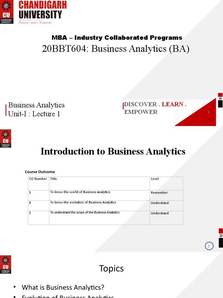 L1.1 - Business Analytics | PDF