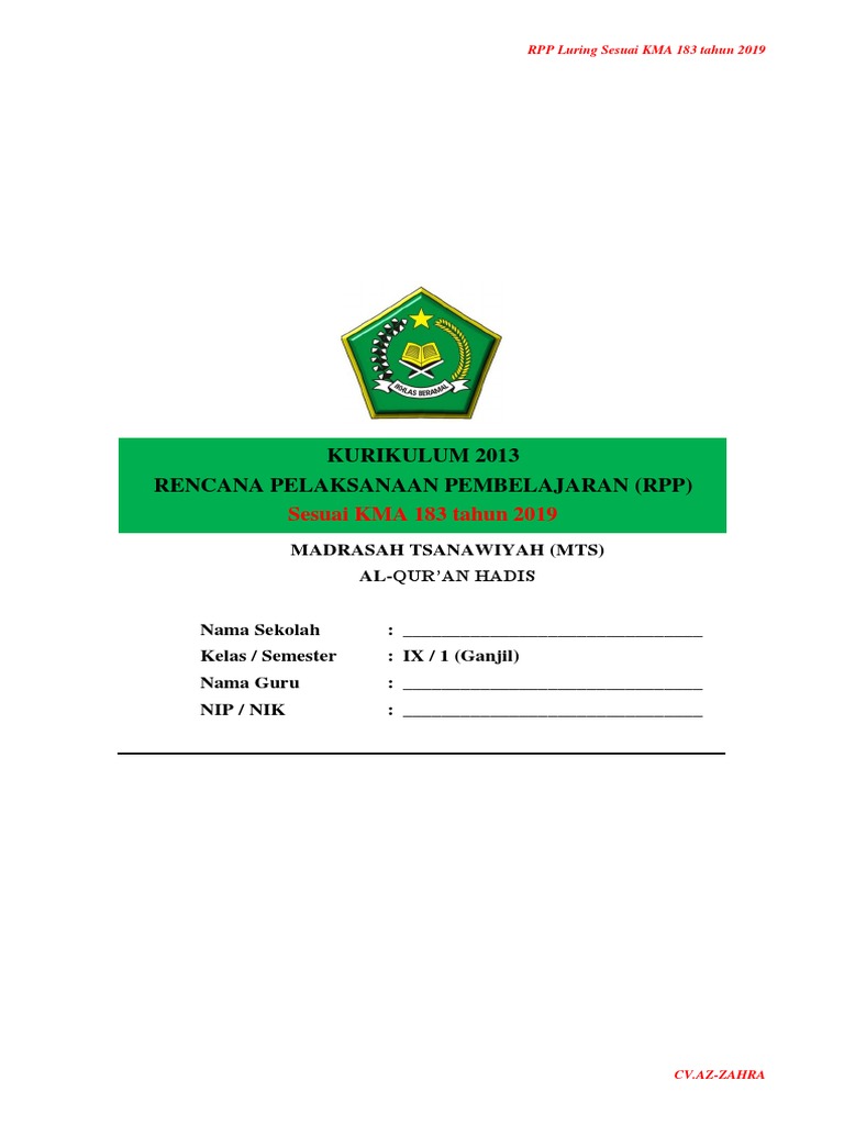 RPP 1 Lembar KLS 9 | PDF