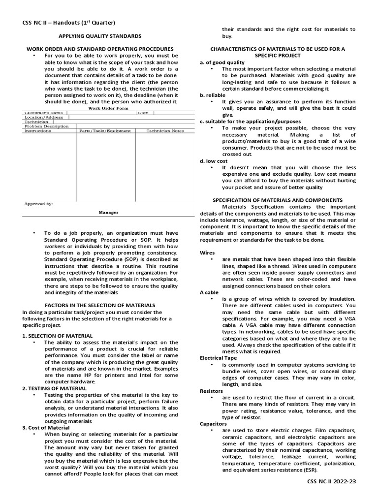 Css Nc Ii 1st Quarter Lessons Pdf Computer Data Storage Capacitor