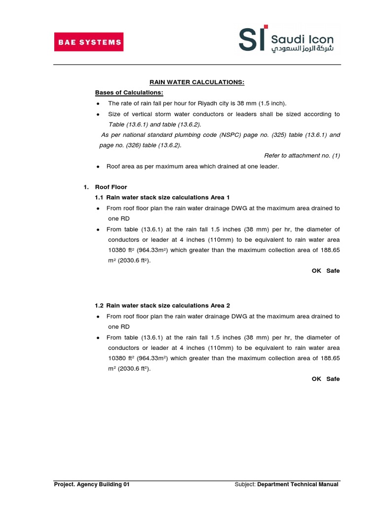 Rain Water Calculation For Agency Building | PDF | Civil Engineering