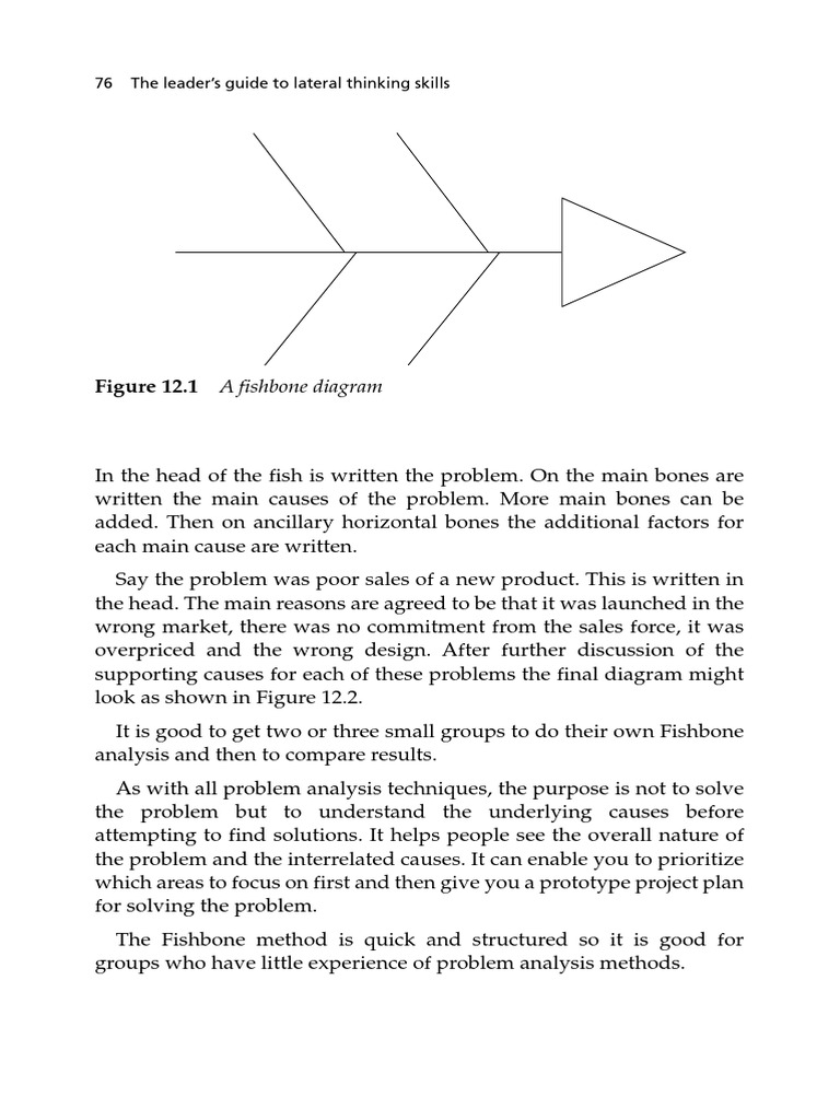 A Fishbone Diagram: 76 The Leader's Guide To Lateral Thinking Skills | PDF