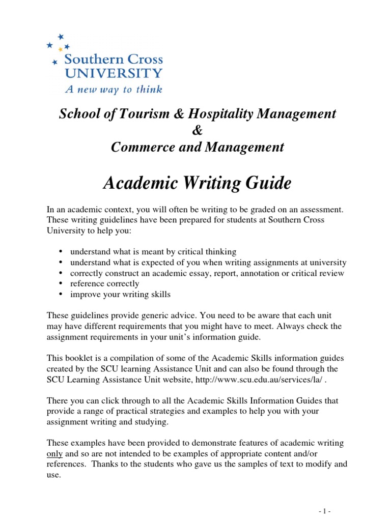 STHM Academic Writing Guide | PDF | Essays | Critical Thinking