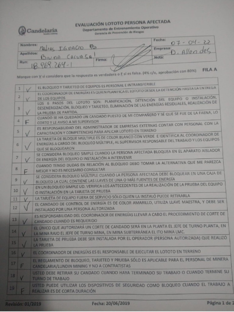 Evaluación Lototo | PDF