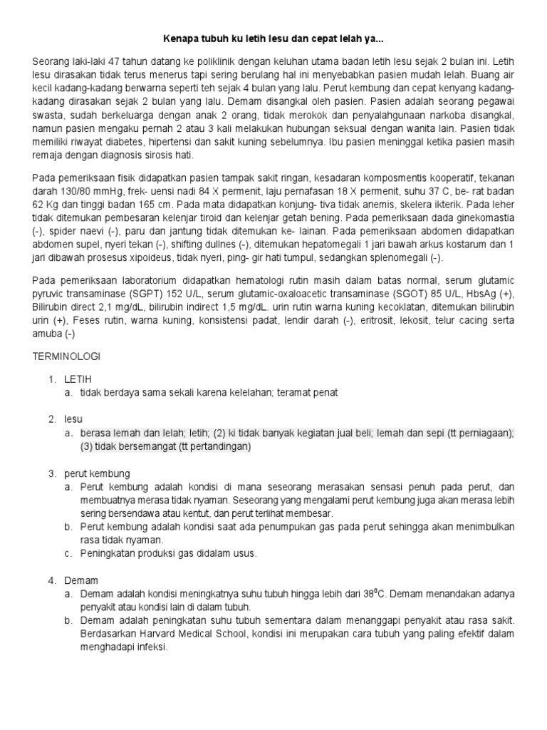 Gejala Kelelahan dan Sirosis Hati pada Pria | PDF