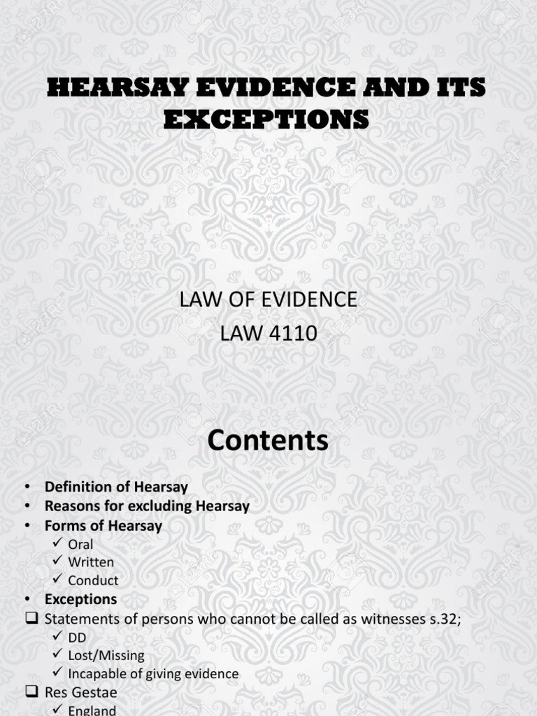 Topic 4 Hearsay Evidence | PDF | Hearsay | Witness