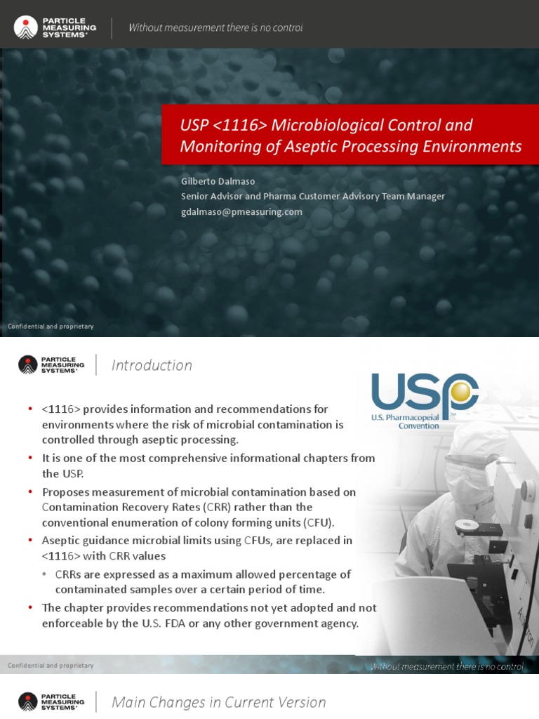 Usp 1116 Microbiological Control and Monitoring of Aseptic Processing Environments | PDF ...
