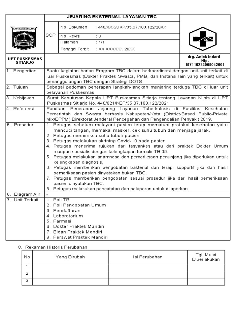 SOP Jejaring Layanan TBC Puskesmas | PDF