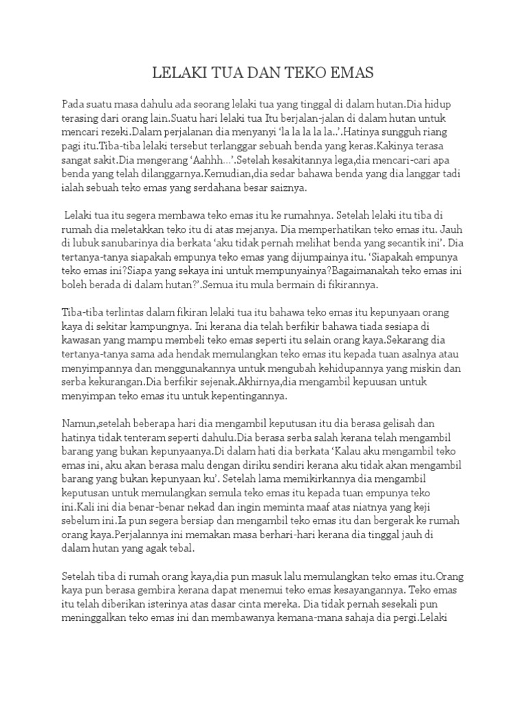 Cerpen Teko Emas | PDF