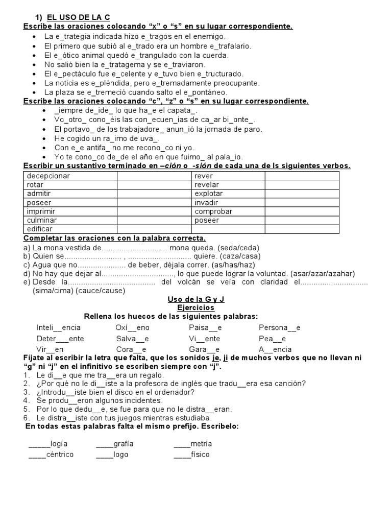 Ejercicios de Ortografía y Gramática | PDF | Lingüística