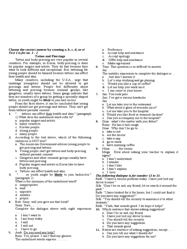 Soal Bing Xi Wajib | PDF