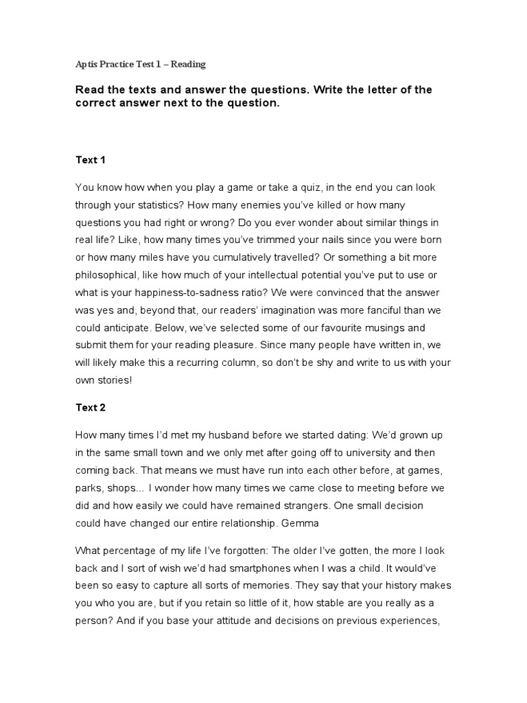 Aptis Adv Reading 4 | PDF