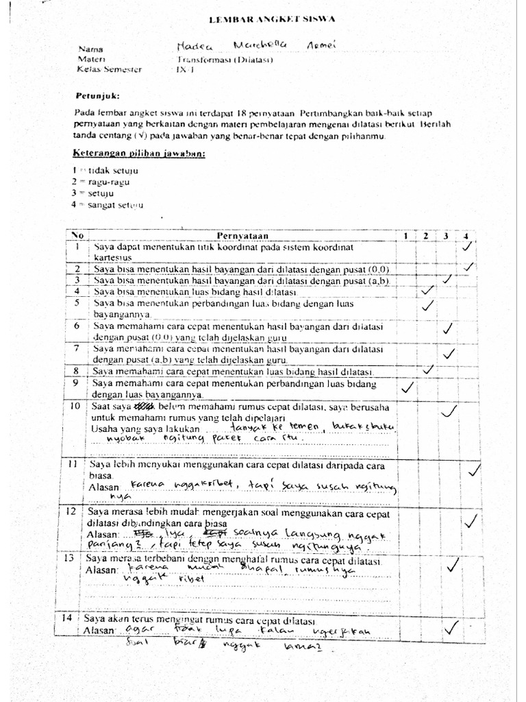 Lembar Angket Siswa | PDF