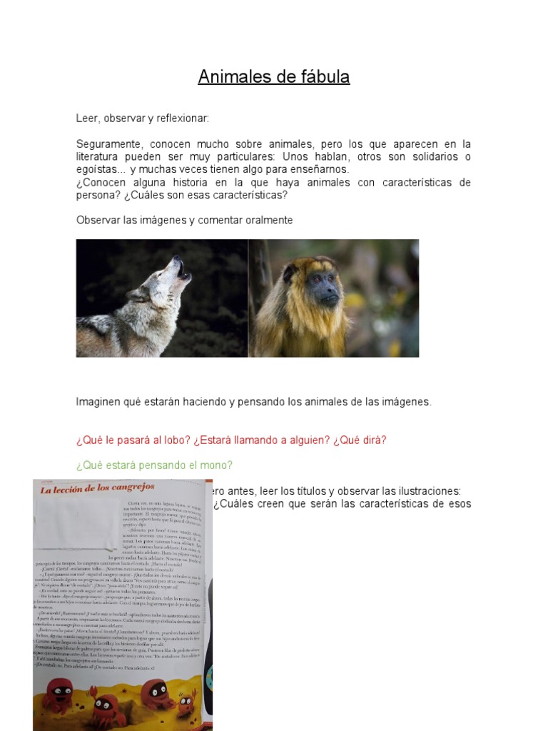 Animales De Fábula Pdf Fábula