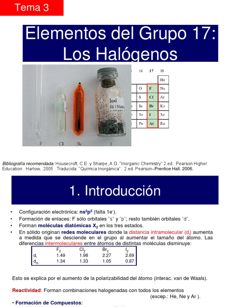 Elementos Del Grupo 17: Los Halógenos | PDF