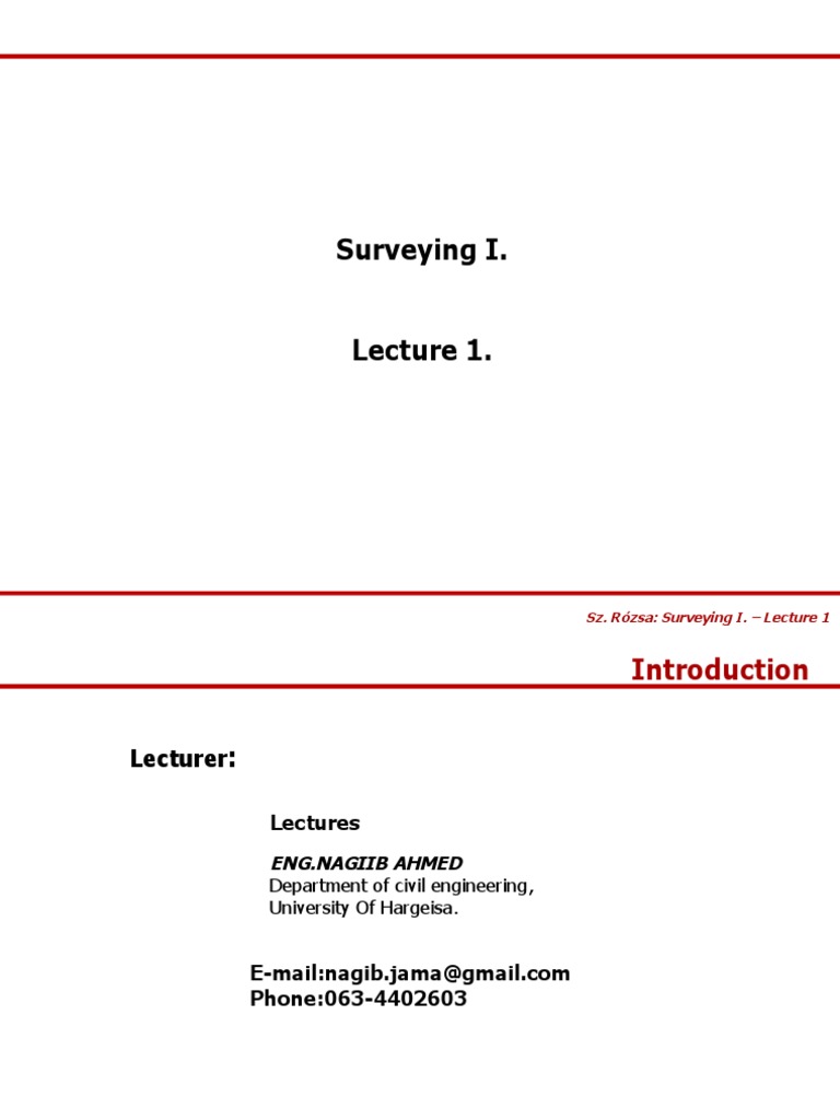 Lecture 1 | PDF | Surveying | Geodesy