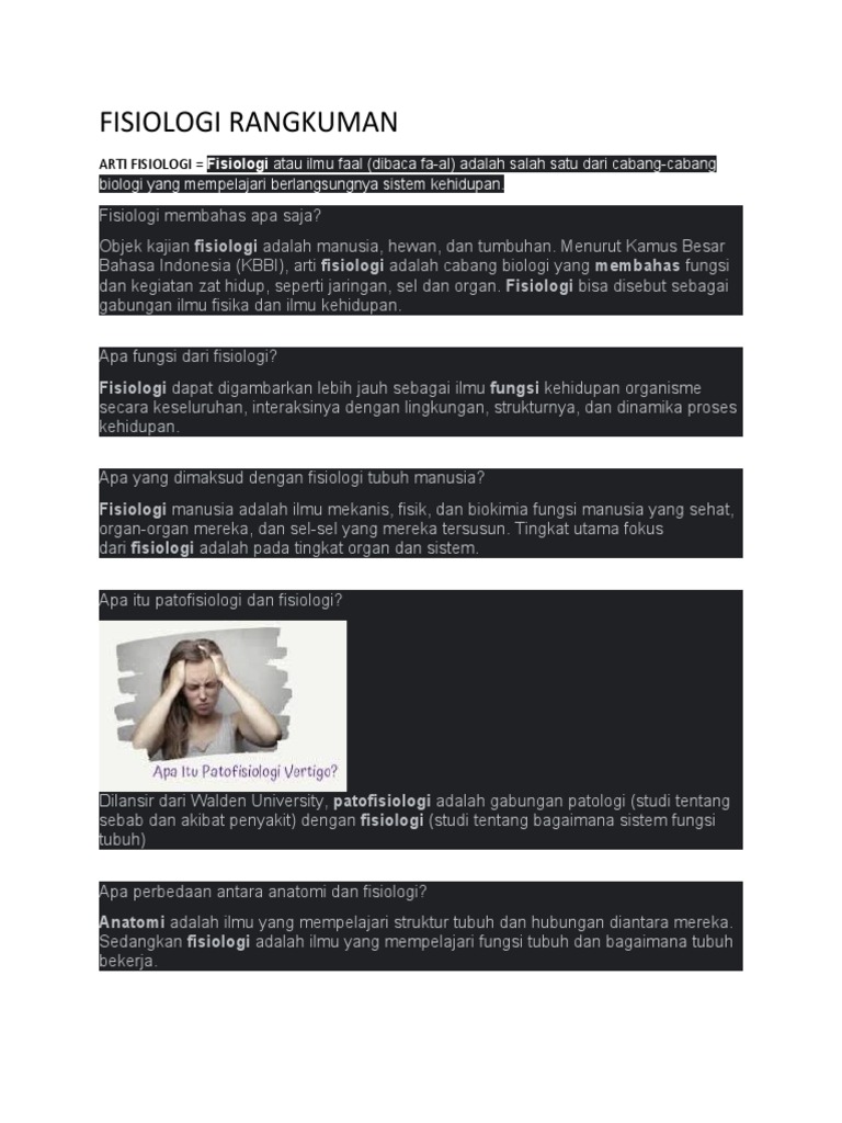 Fisiologi Rangkuman | PDF