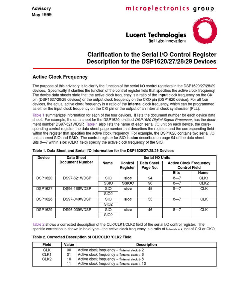 Clarification To The Serial I/O Control Register Description For The ...