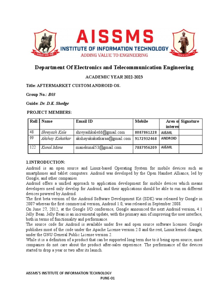 Custom Android OS Development Project | PDF | Android (Operating System) | Operating System