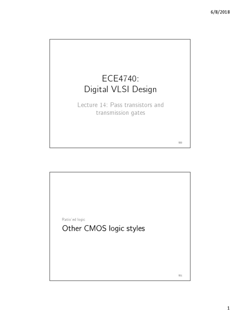 4740 - Lecture14 Pass Transistors | PDF | Cmos | Logic Gate