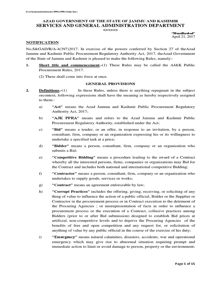 AJK-PPRA-Rules | PDF | Procurement | Business