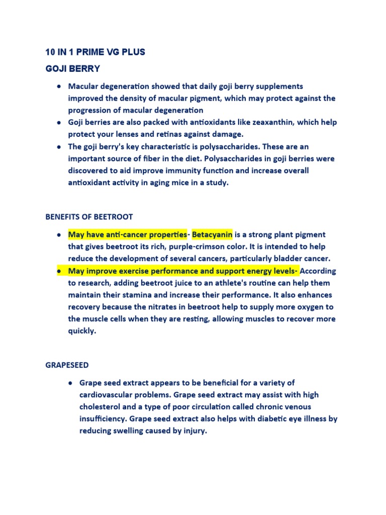 10 in 1 Prime VG Plus | PDF | Berry | Cancer