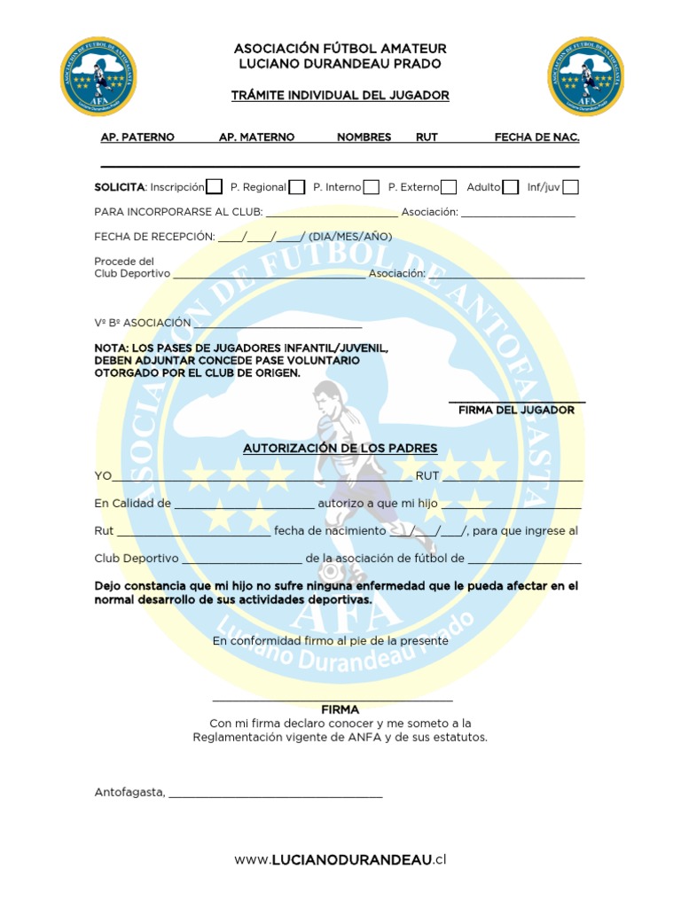 Trámite Individual Del Jugador | PDF