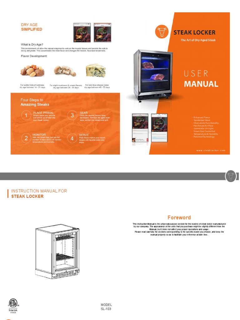 SteakLocker SL-103 Dry Aging Fridge | PDF