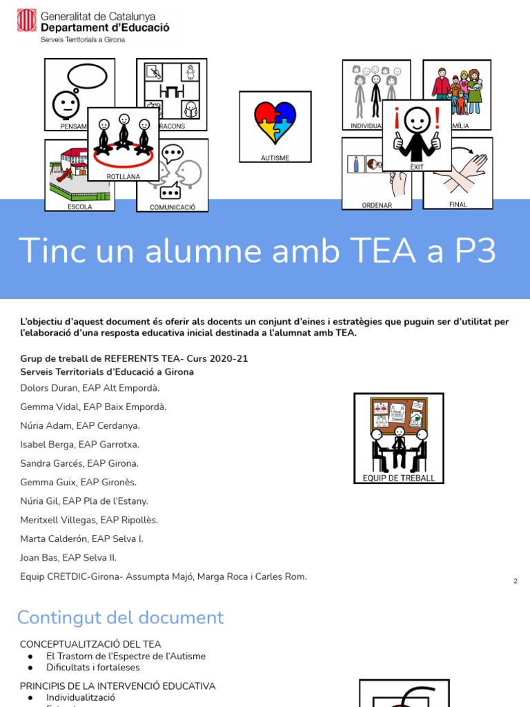 Tinc Un Alumne Amb TEA A P3 | PDF