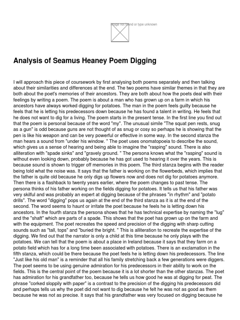 Analysis of Seamus Heaney Poem Digging-1 | PDF | Poetry | Rhyme