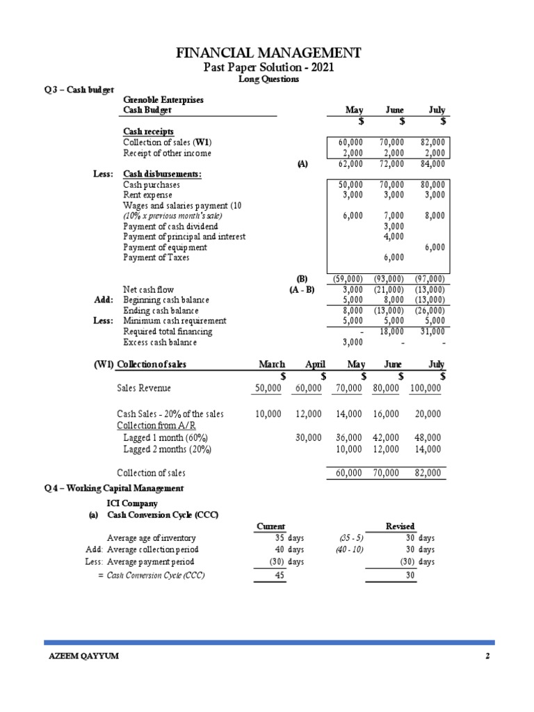 2021 - FM Past Paper Solution | Download Free PDF | Valuation (Finance ...
