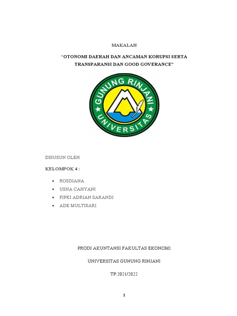 Otonomi Daerah Dan Good Governance | PDF