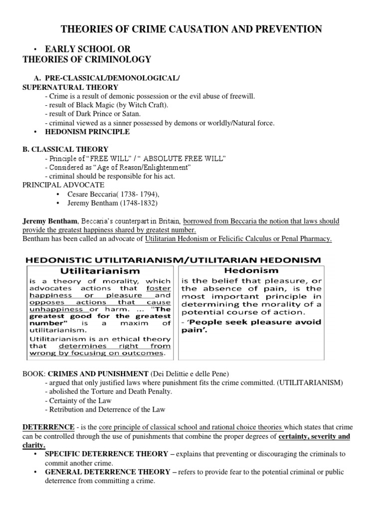 Notes Theories Crime Causation | PDF | Id | Criminology