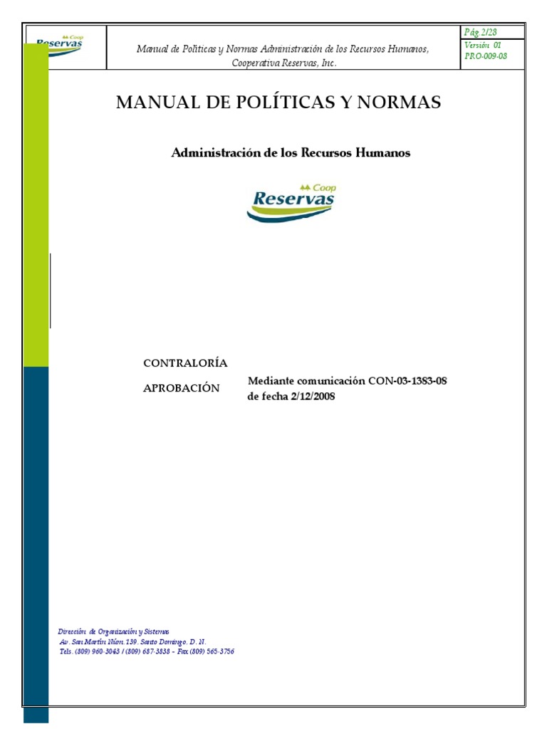 Ejemplo Políticas (Manual Admon. RH) | Descargar gratis PDF | Gestión ...