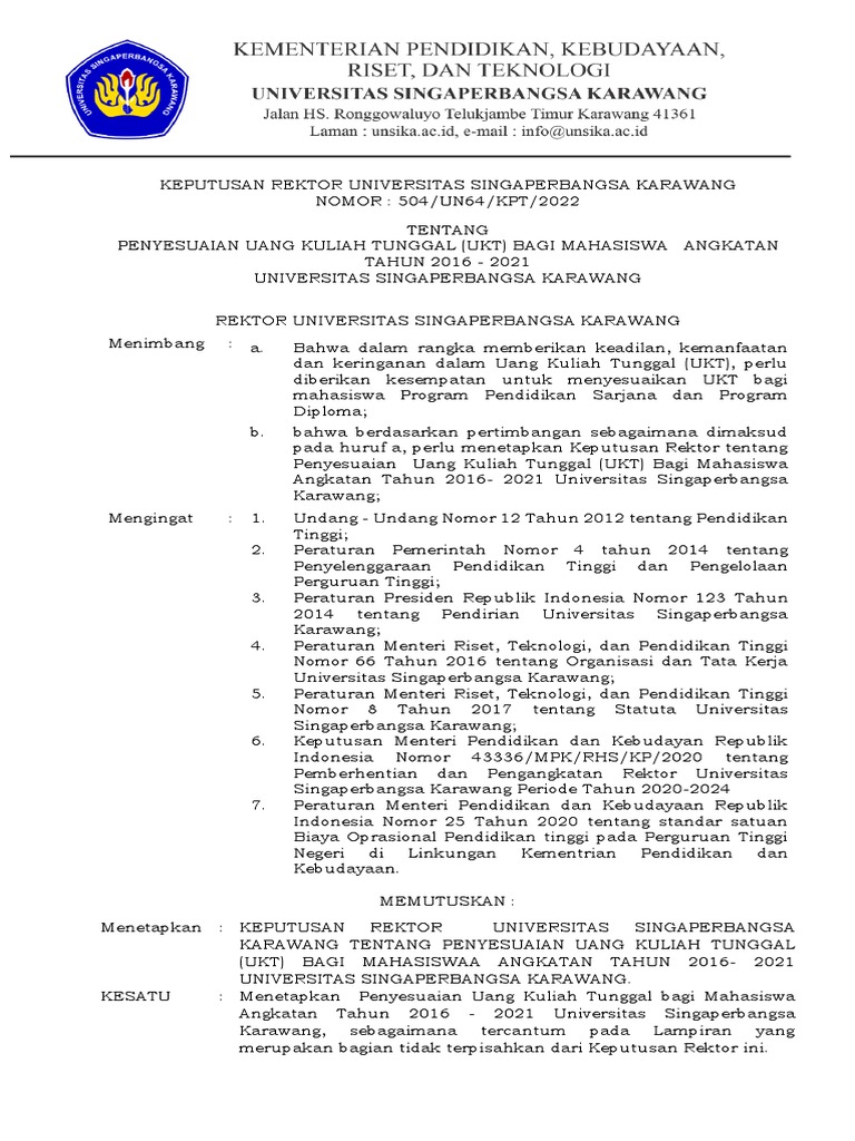 504 - SK - PENYESUAIAN UKT SEM GANJIL TA 22 - 23-Signed | PDF